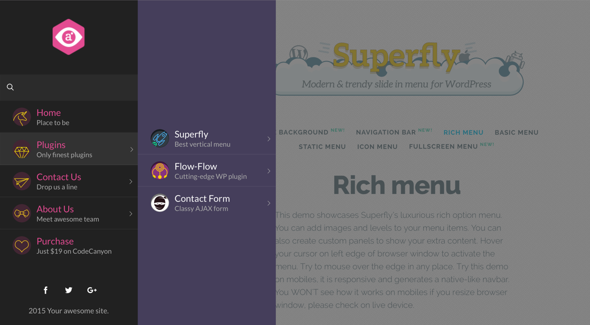 WordPress Menu Plugin — Superfly Responsive Menu by looks_awesome | CodeCanyon